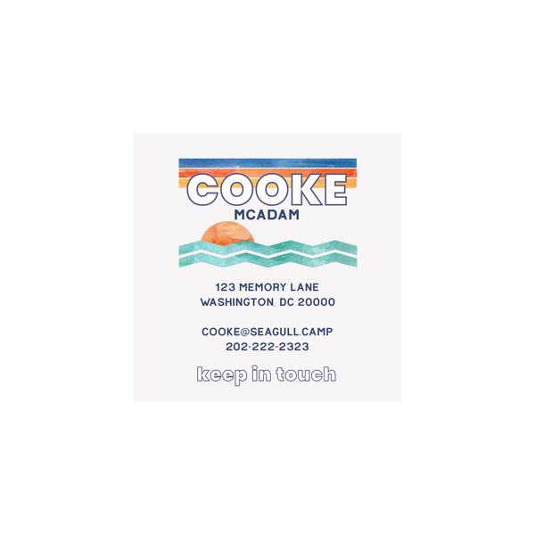 Camp Calling Cards- Ocean Sunset- Orange/Blue - Brake Ink Stationery