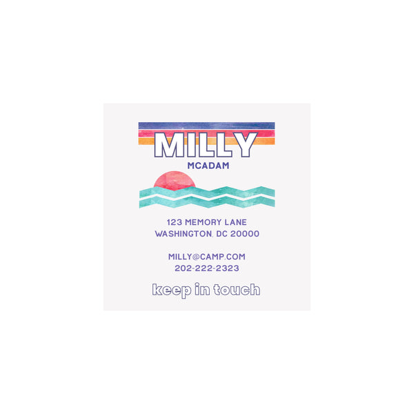 Camp Calling Cards- Ocean Sunset- Pink/Teal - Brake Ink Stationery