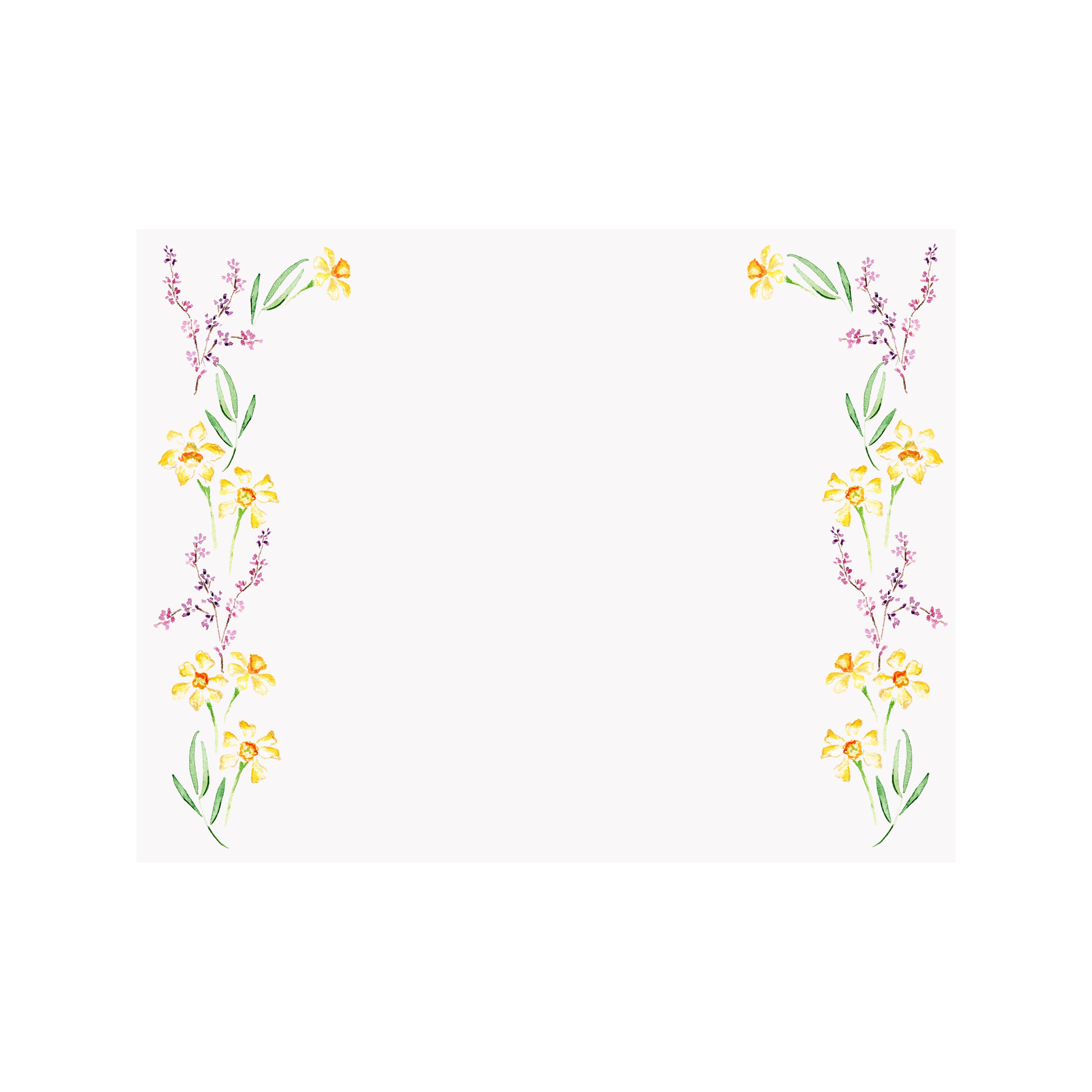 Daffodil Border Note Card - Brake Ink Stationery