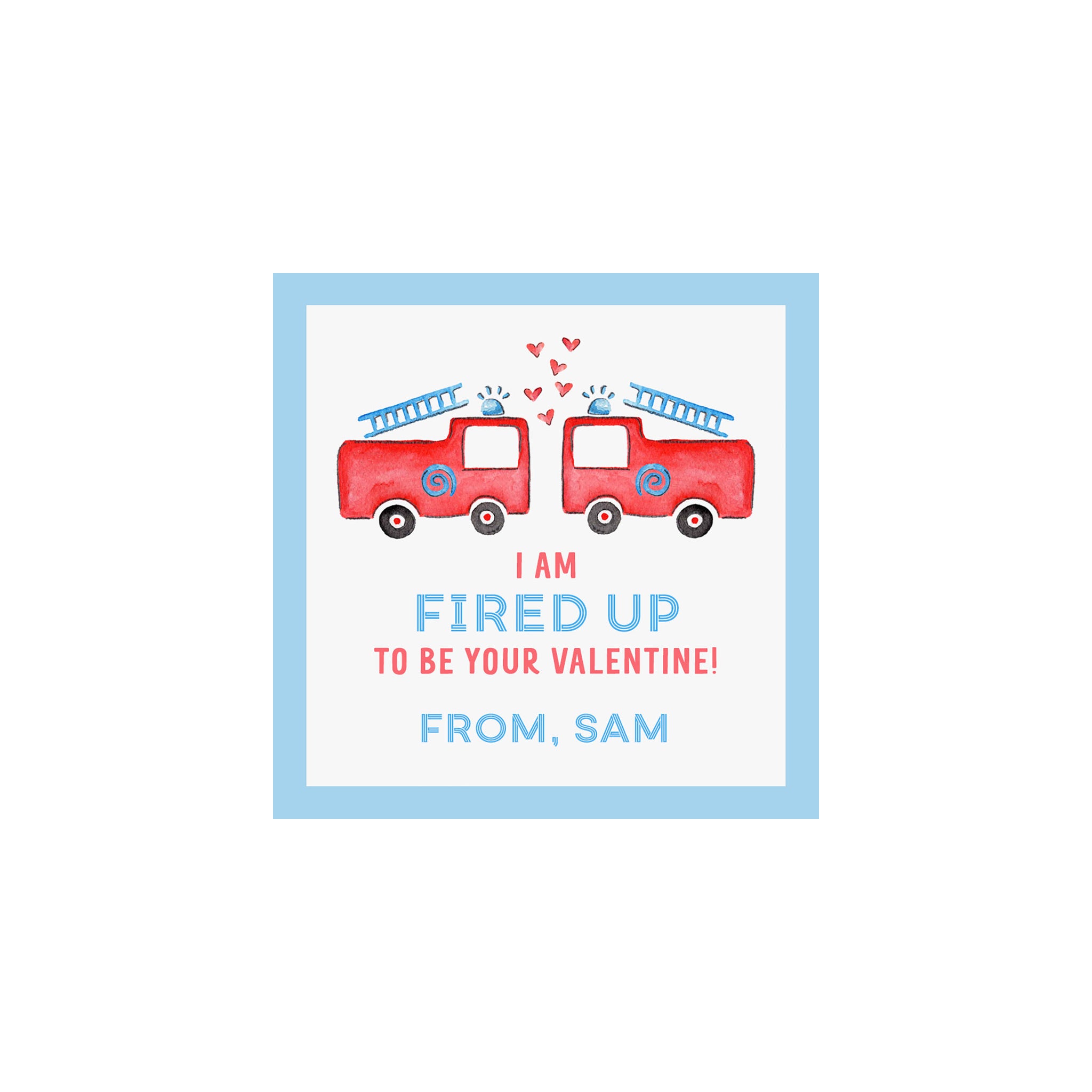 Fire Truck Valentine Gift Tags & Stickers - Brake Ink Stationery