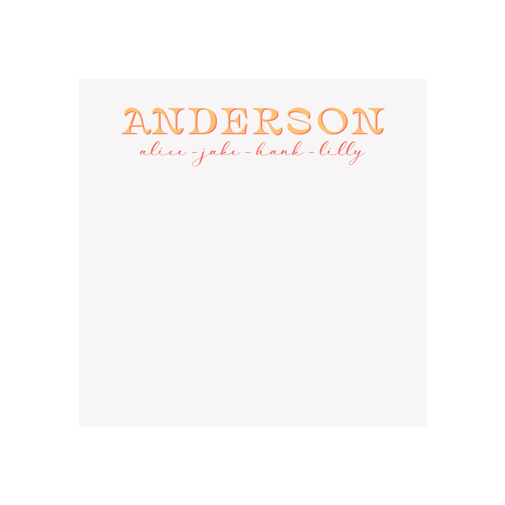 Personalized Fun Family Notepad- Assorted Colors - Brake Ink Stationery