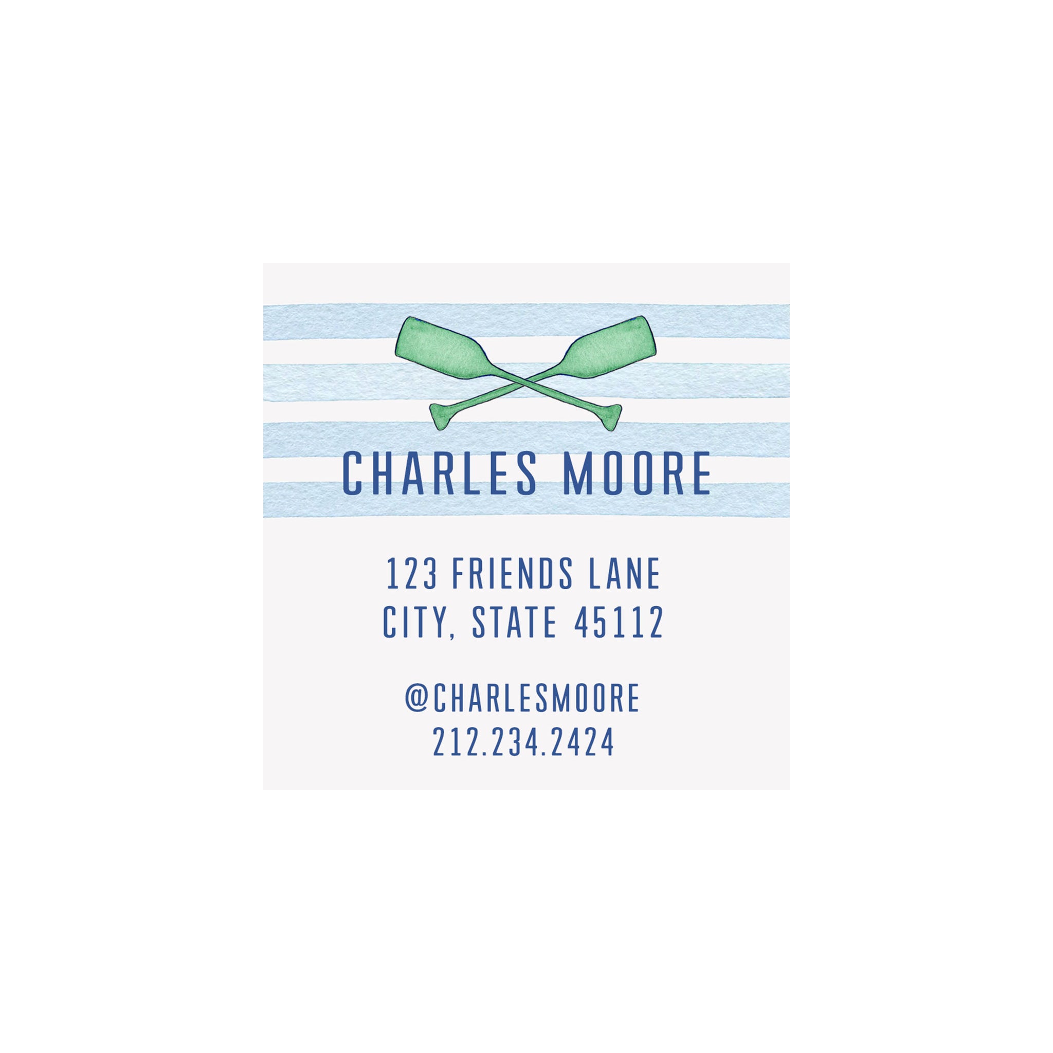 Camp Calling Cards- Blue Oars - Brake Ink Stationery