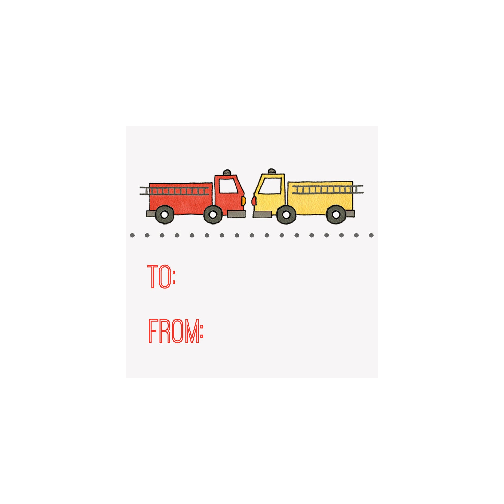 Fire Truck Gift Tag - Brake Ink Stationery