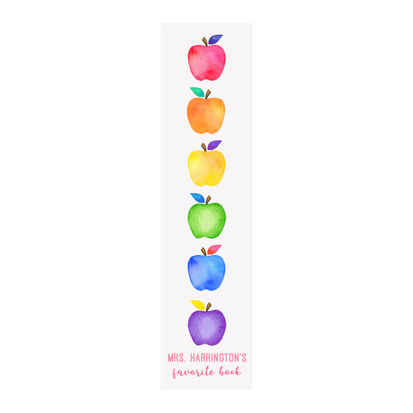 Rainbow Apples Personalized Bookmark- Laminated with Ribbon - Brake Ink ...