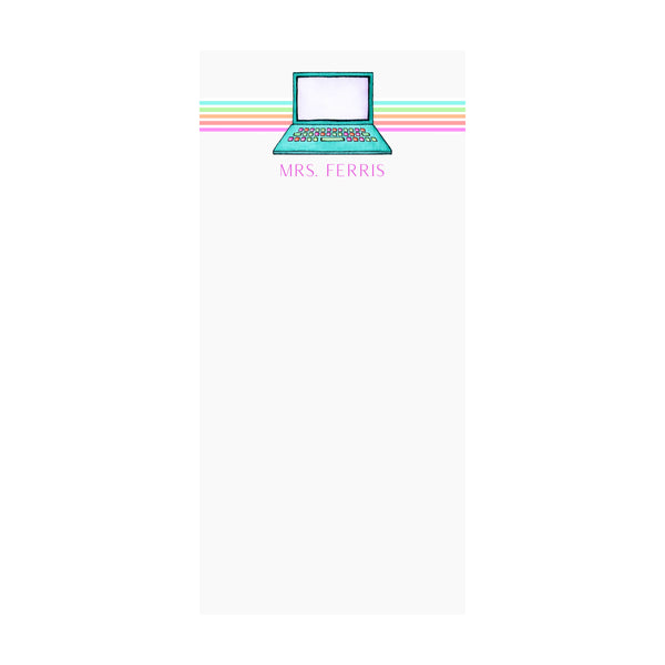 Rainbow Teal Laptop Notepad- Personalized - Brake Ink Stationery