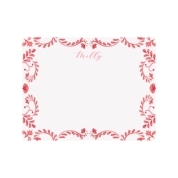 Chinoiserie Personalized Stationery- Red - Brake Ink Stationery